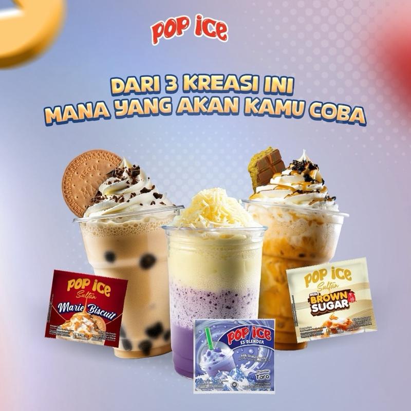 POP ICE RASA Brown Sugar, Rasa Taro, Rasa Marie Biscuit Minuman Serbuk ...