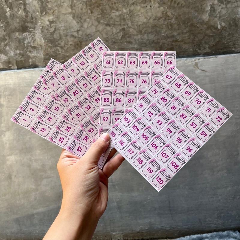Stiker Angka 1 - 120 slot (New Jar) / Stiker Angka Saving Album ...