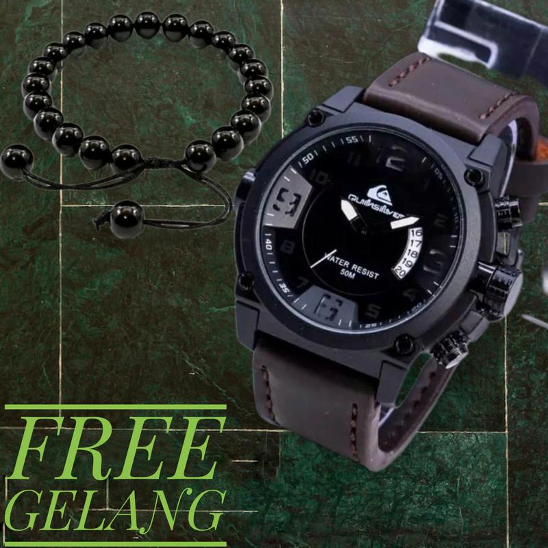 Jam Tangan kasual and formal pria wanita tali kulit free gelang - Shop ...