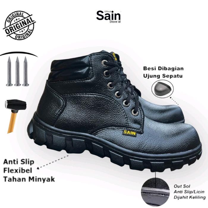 Promo SAIN High Max Sepatu Safety Boots Pria Proyek Ujung Besi Anti ...