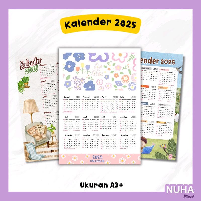 Kalender 2025 A3+ Wall Decor Aesthetic Dekorasi Dinding Lukisan - Shop ...