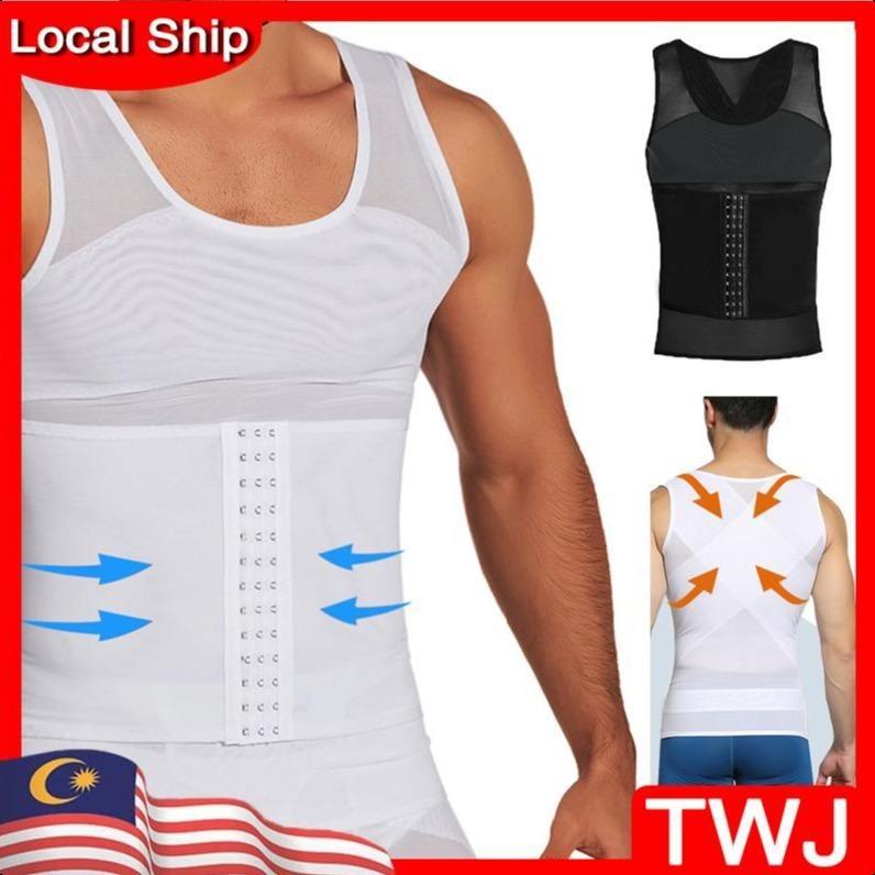 Mens Compression Vest Body Shaper Shirt Tummy Control Fitnes - TikTok ...