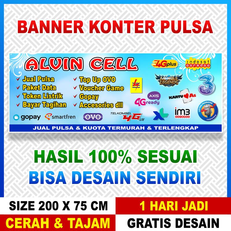 TERBARU! BANNER SPANDUK KONTER PULSA EWALLET LENGKAP JUMBO KUALITAS ...