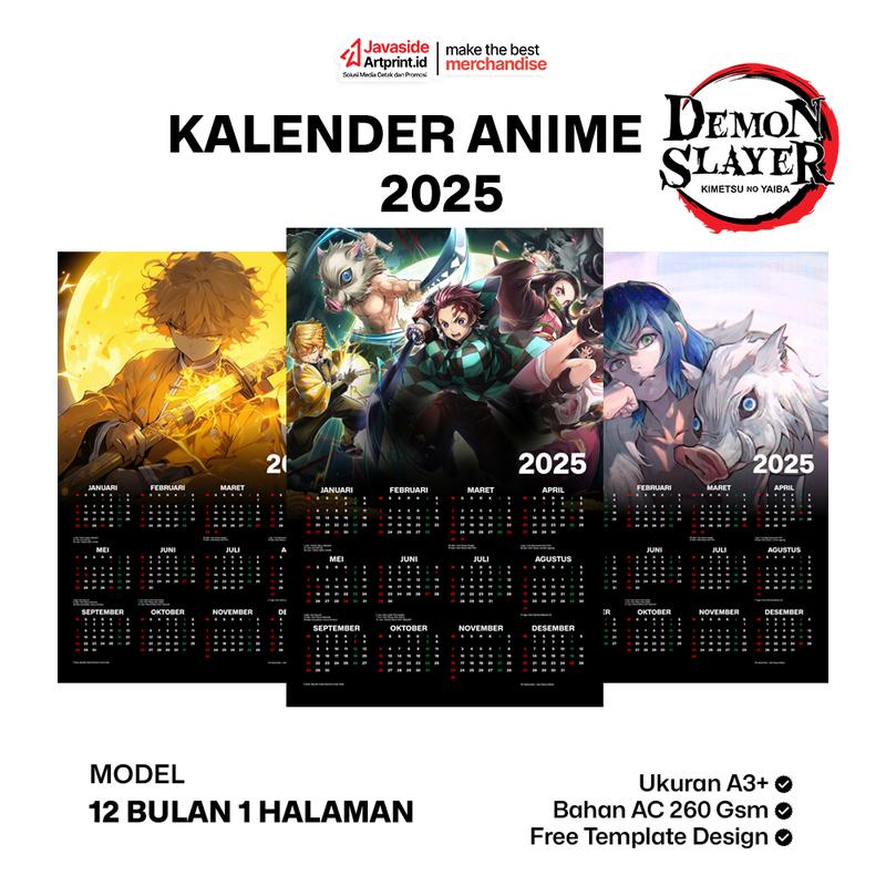 Kalender Anime 2025 Ukuran A3+/ Kalender Demon Slayer / Kalender - Shop ...