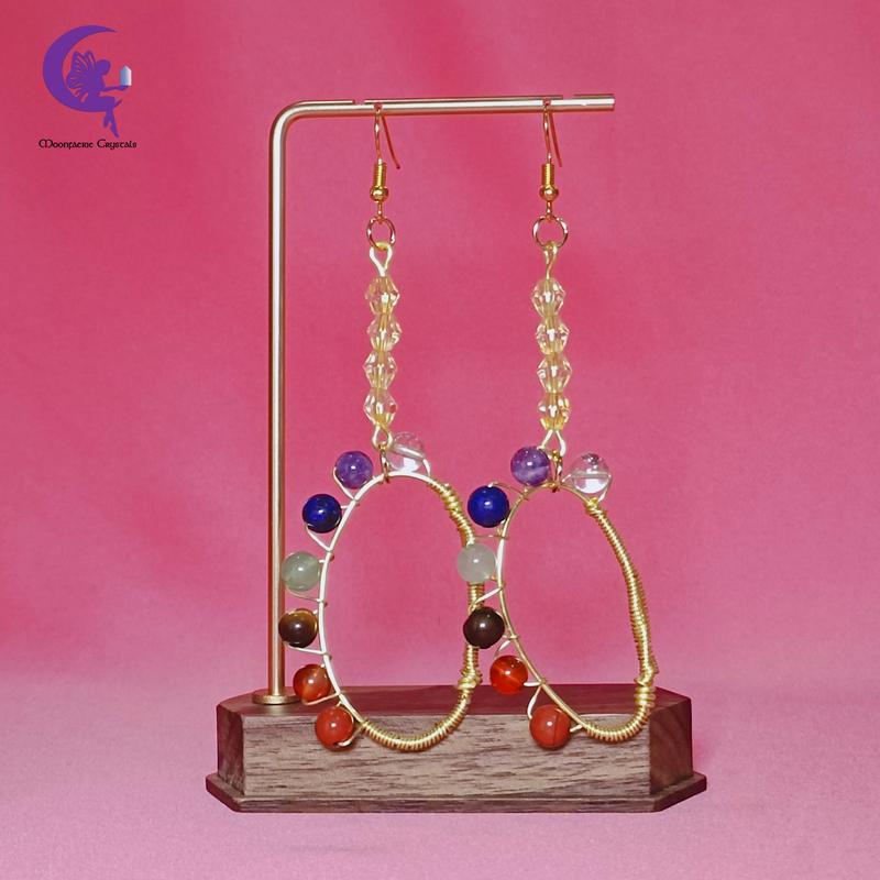 7 Chakra Crystals Divine Halo Dangling Earrings - TikTok Shop Malaysia