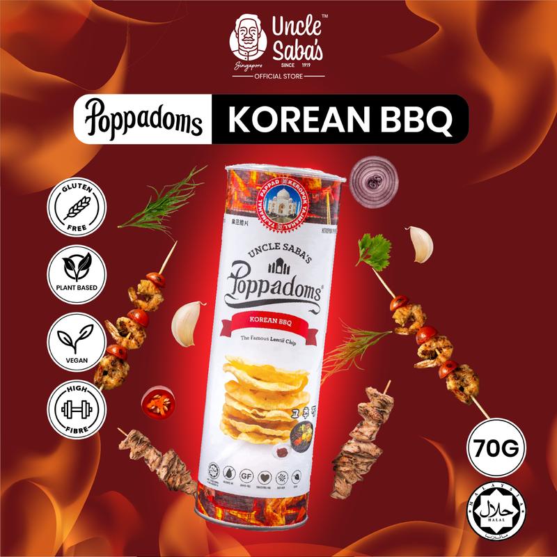 Uncle Saba's Poppadoms - Korean BBQ 70g Canister - TikTok Shop Malaysia
