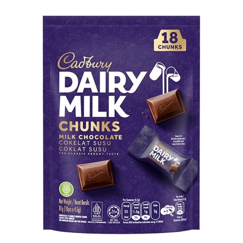 CADBURY DIARY MILK CHUNKS ISI 18 PCS - Shop | Tokopedia