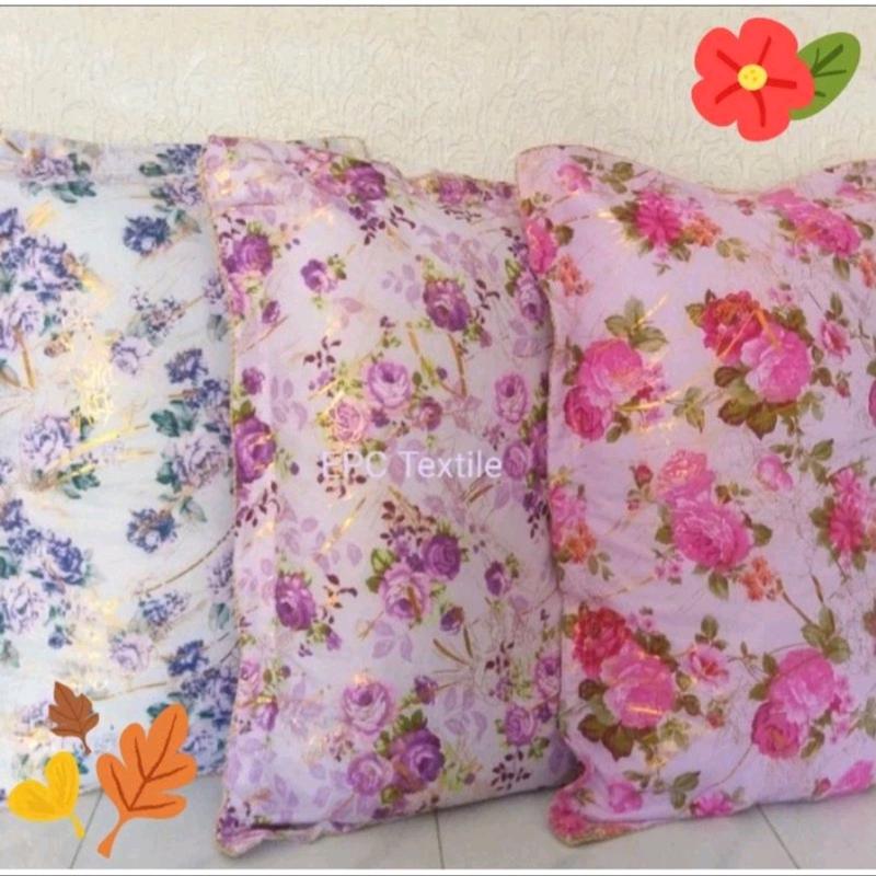 EPC Sarung Bantal Warna Corak Bunga Berspan & Emas line & Berzip ...
