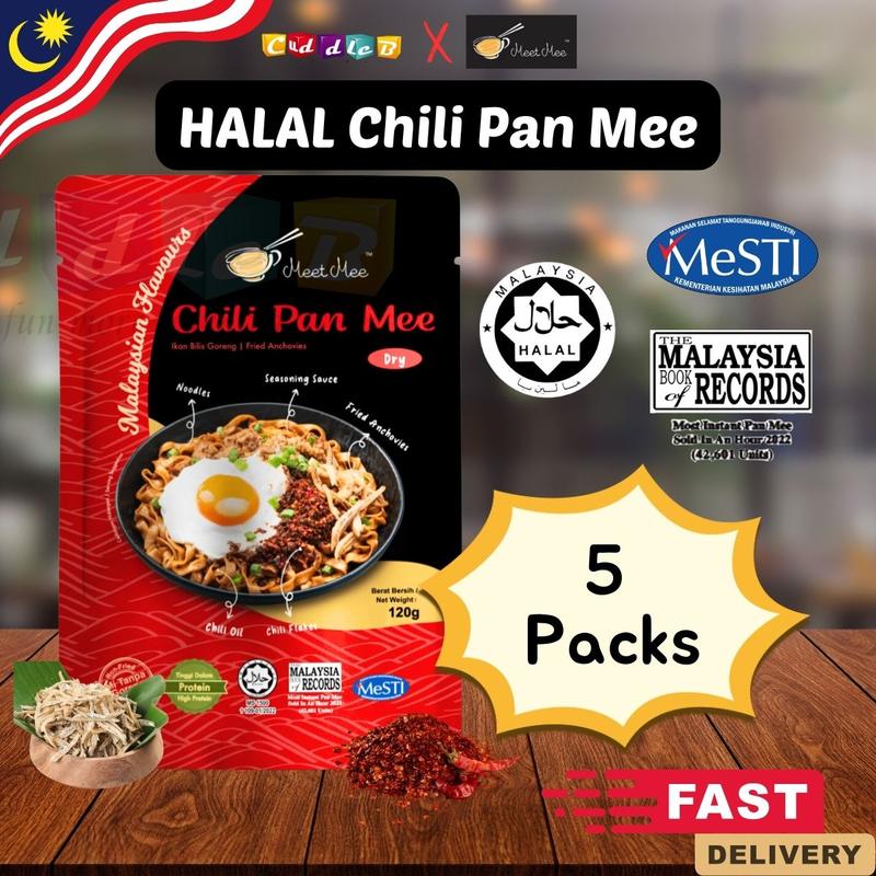 MEET MEE 5 Packs Mi Segera Dry Chili Pan Mee Soup Mee Halal Food ...