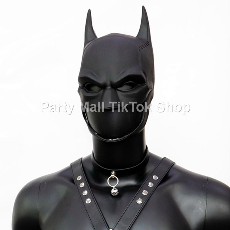Halloween cosplay batman mask leather straps hero movie character ...
