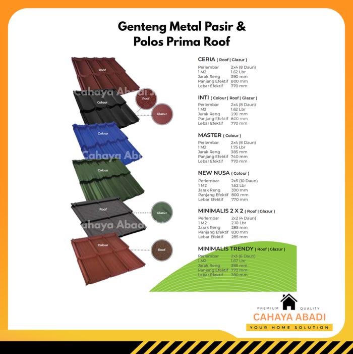 Jual PRIMA ROOF GENTENG METAL MINIMALIS 0,35MM - Jakarta Pusat - CAHAYA ...