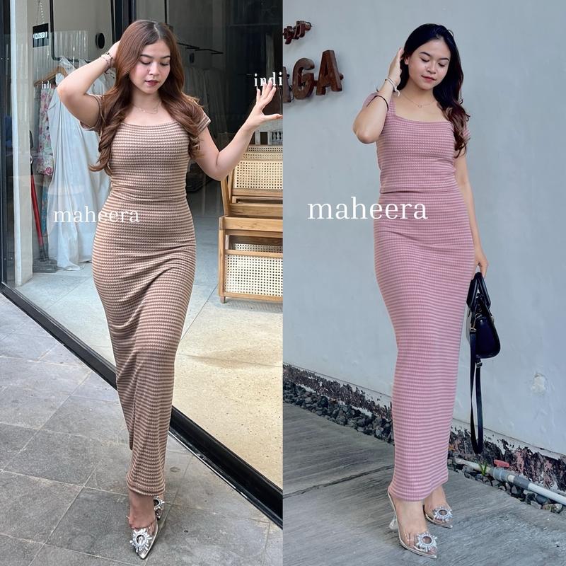 Maheera - Medina One Set Rib Abstrak Setelan Crop Top Rok Span Panjang ...