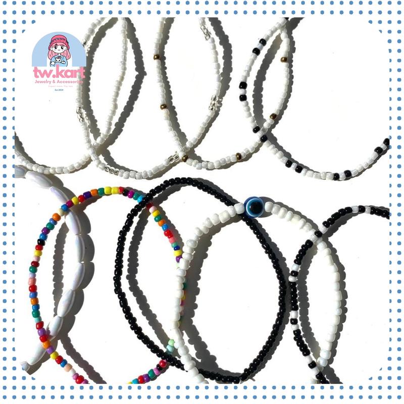 TW KART BEADED ANKLETS 3mm - 4mm COUPLE ANKLETS MINIMALIST DESIGN ...