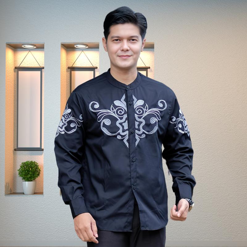 Baju Koko sultan Pria Dewasa Lengan Panjang Kombinasi Motif Songket ...