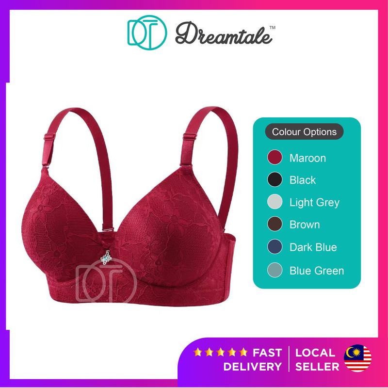[Plus Size D Cup] Dreamtale Women Bra Magnolia Floral Lace Wired ...