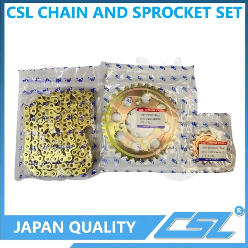 CSL JAPAN QUALITY GOLD CHAIN AND SPROCKET SET FOR ANY MOTORCYCLES PARTS ...