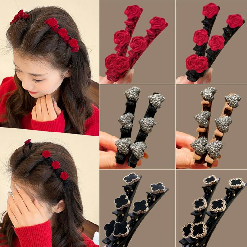 Klip Rambut Itik Billed, Tenunan Bunga Mawar, Gaya Korea, Untuk ...