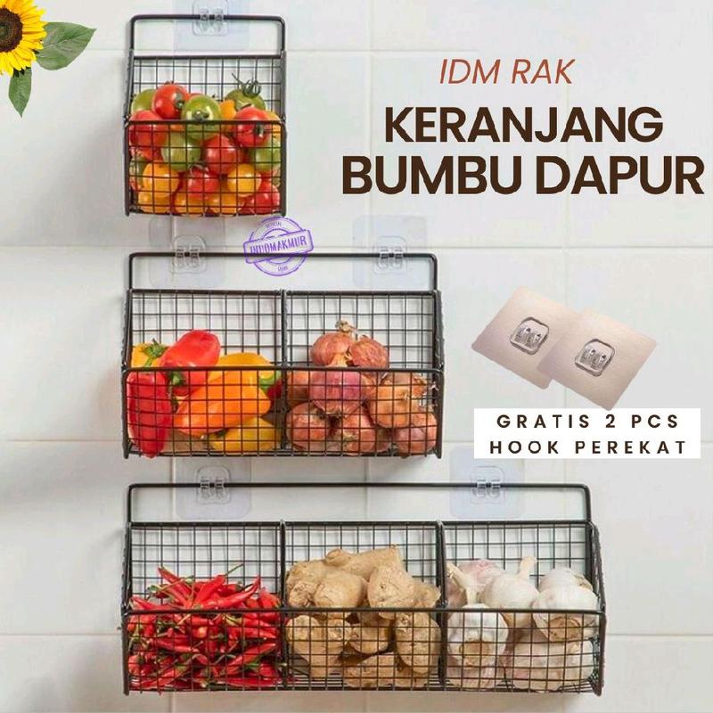 Rak Keranjang Sekat Dinding Dapur, Rak Tempel Gantung 3 Sekat, - Shop ...
