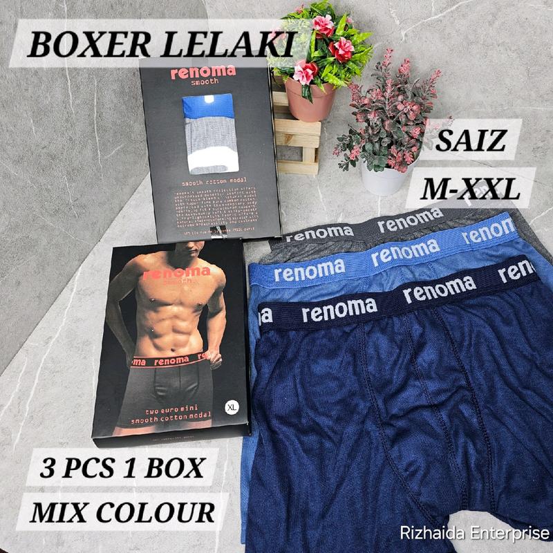 [READY STOK] Boxer Lelaki Renoma 3PCS Saiz M-XXL dalam 1BOX - TikTok ...