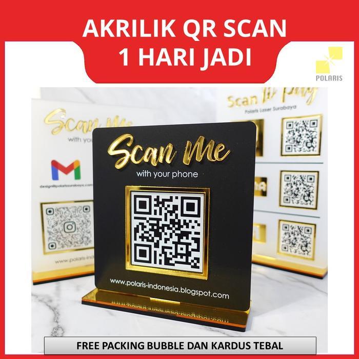 ACRYLIC QR CODE SIGN CUSTOM BARCODE SOSMED PAPAN AKRILIK QRIS SCAN ...