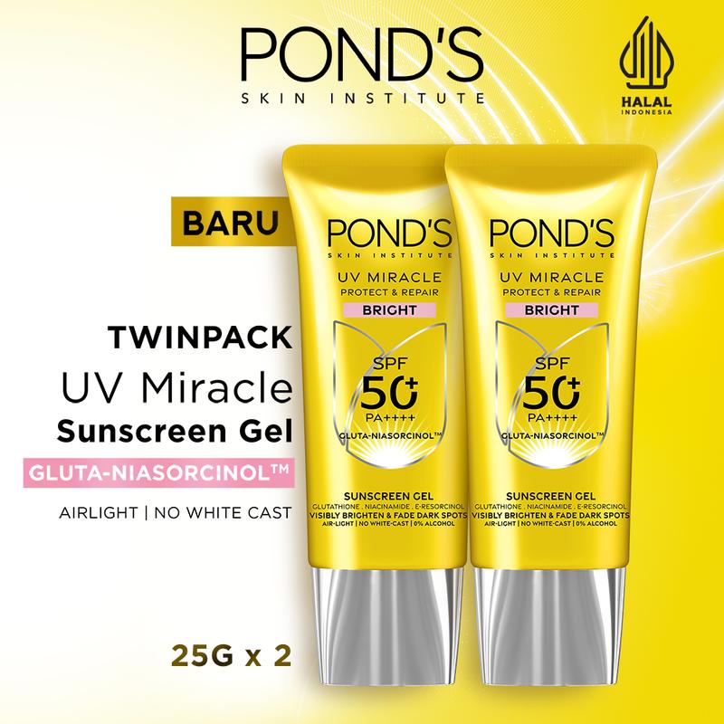 Pond's UV Miracle Sunscreen Gel Bright SPF 50 Pa+++ UVA UVB with Gluta ...