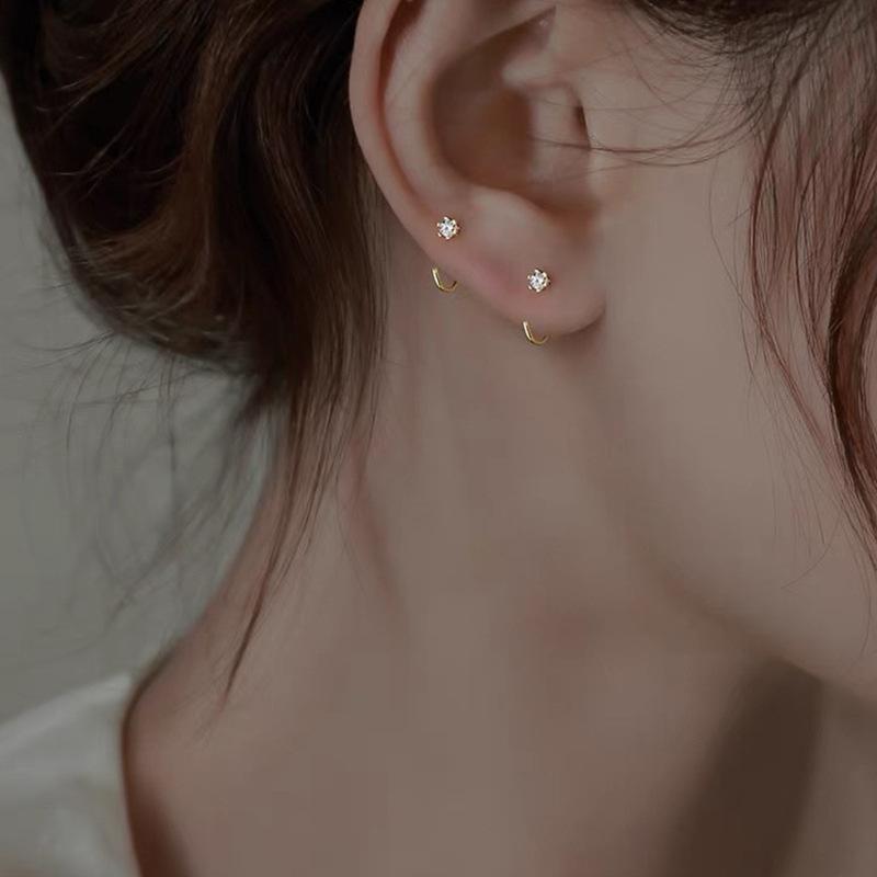 Anting Model Korea Sederhana dengan Zirkon - Earrings Elegan - Shop ...