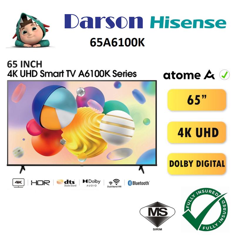 Hisense 65 Inch 4K Smart TV UHD 65" LED TV Murah Television 65A6100K ...