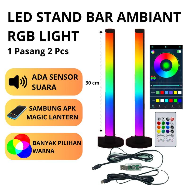 COD LAMPU LED STAND BAR AMBIANT RGB LIGHT TINGGI 40CM /APK HP/Sensor ...