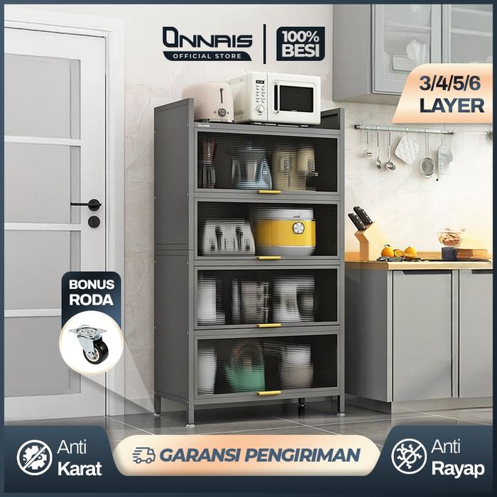 Jual Ready Stok ONNAIS Rak Dapur Lemari Piring Lemari Dapur Besi ...