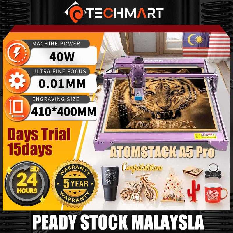 5 Year Warranty ATOMSTACK A5 Pro 40W Laser Engraver DIY Engraving ...