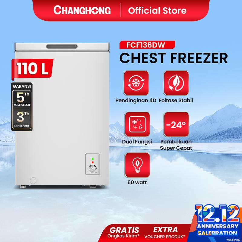 CHANGHONG Chest Freezer FCF 136DW [110 LITER] - Shop | Tokopedia