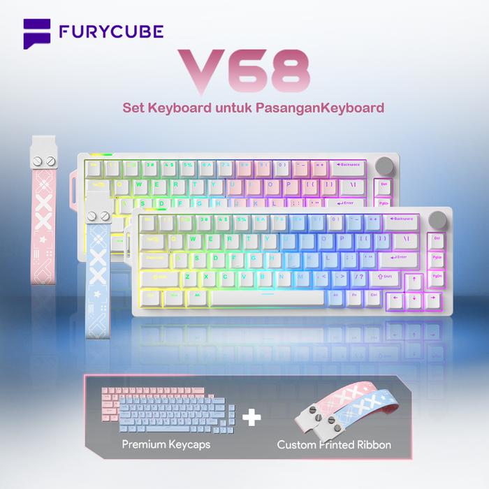 Promo FURYCUBE V68 Knob Mechanical Keyboard Original Bracelet RGB 3 ...