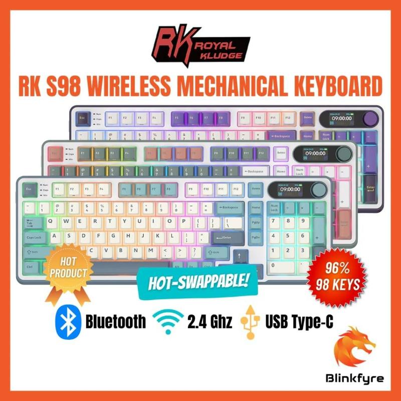 【SG】 Royal Kludge RK S98 Hot Swappable BT Wireless RGB Mechanical ...