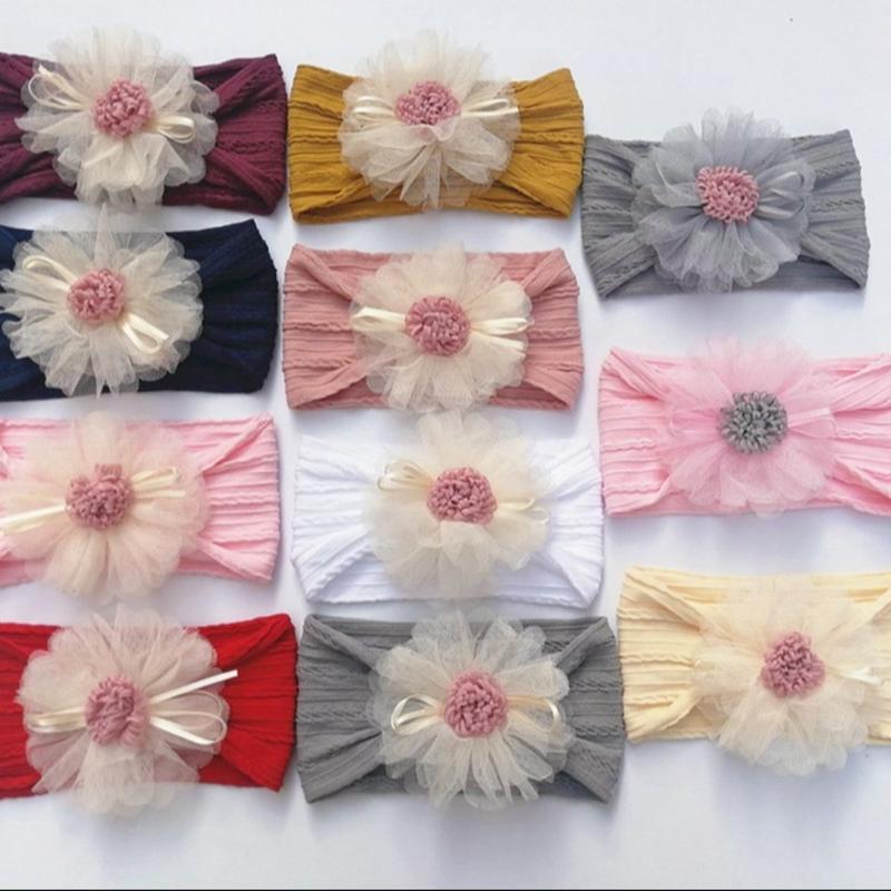 strifer Kid Headdress Mesh Flower Headband Soft Stretchy Infant ...