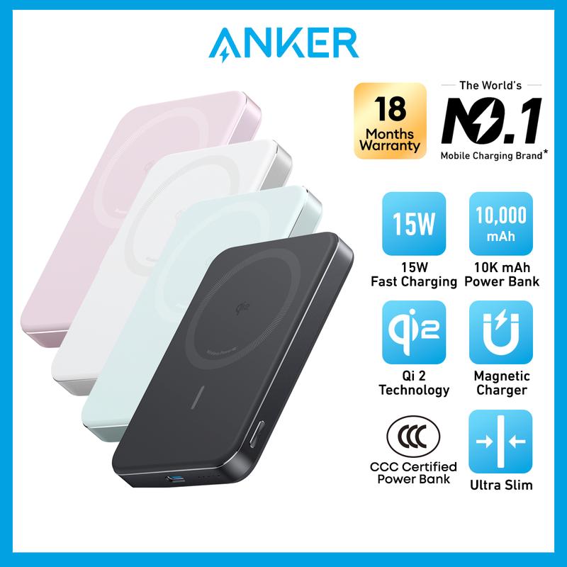 Anker MagGo CCC Power Bank 10000mAh Slim Magnetic Portable Charger ...