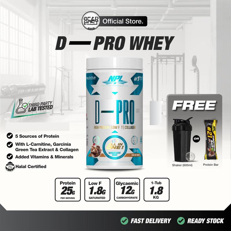 NPL D.Pro Whey Protein High Fiber 4lbs/2lbs (1.8kg/908g) - Halal - TikTok Shop Malaysia