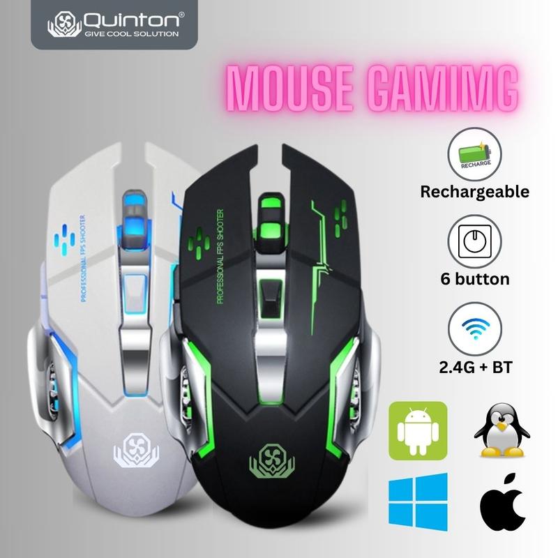 Quinton mouse gaming wireless T2 rehargeable led RGB 6 butto - Shop ...