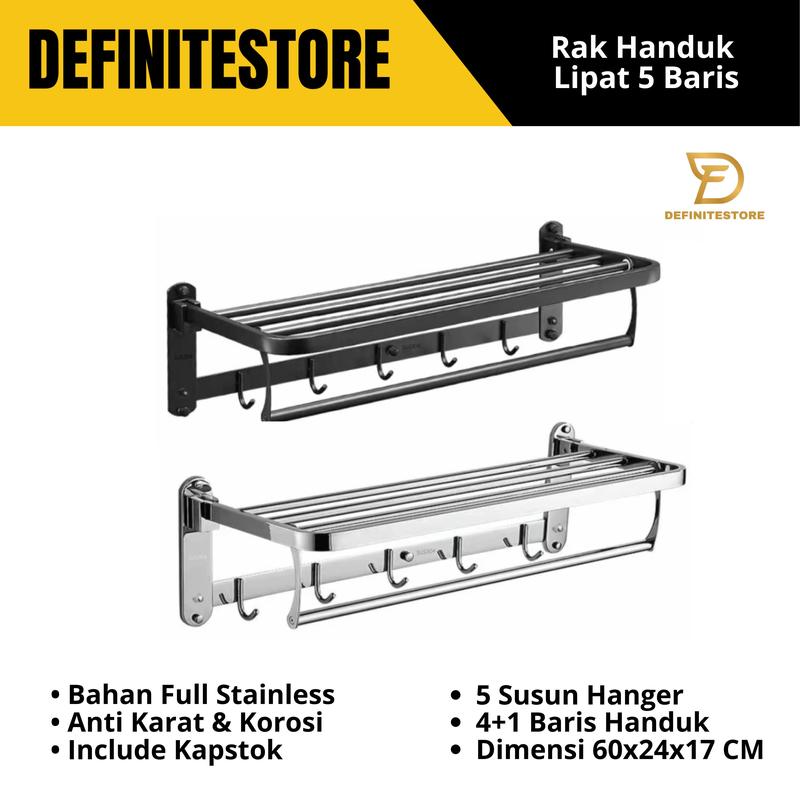 Gantungan Handuk Stainless Hitam Lipat Rak Handuk Kamar Mand - Shop ...
