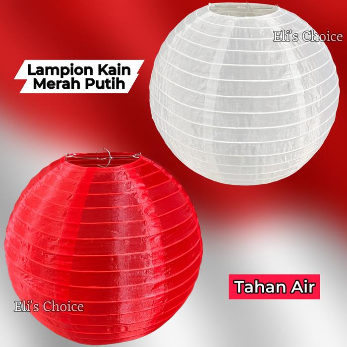 Jual Lampion KAIN OUTDOOR Merah & Putih Polos TAHAN AIR Dekorasi 17 ...