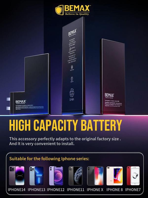 BEMAX HIGH CAPACITY BATTERY REPLACEMENT for IP 7 8 X XR XS 11 12 13 14 ...