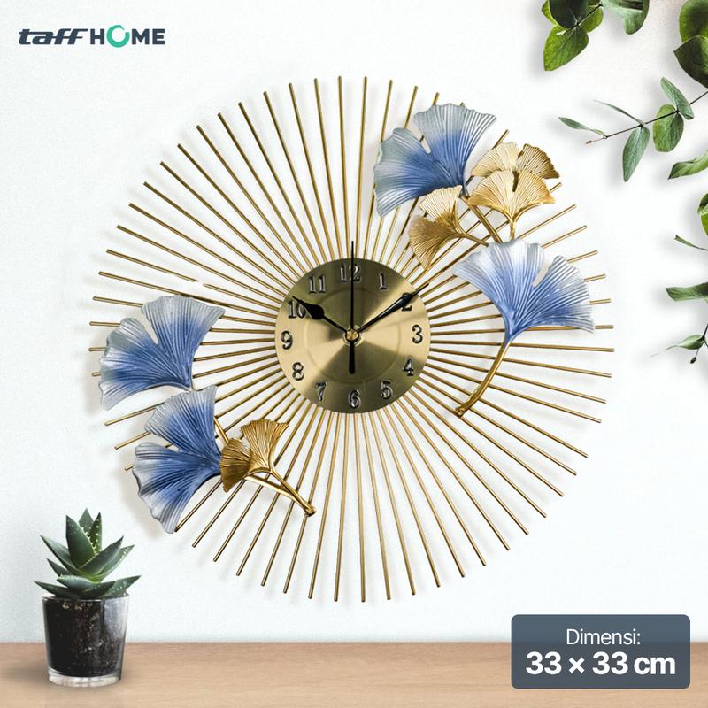 TaffHOME Jam Dinding Besi Ginkgo Biloba Silent Movement 33cm - Shop ...