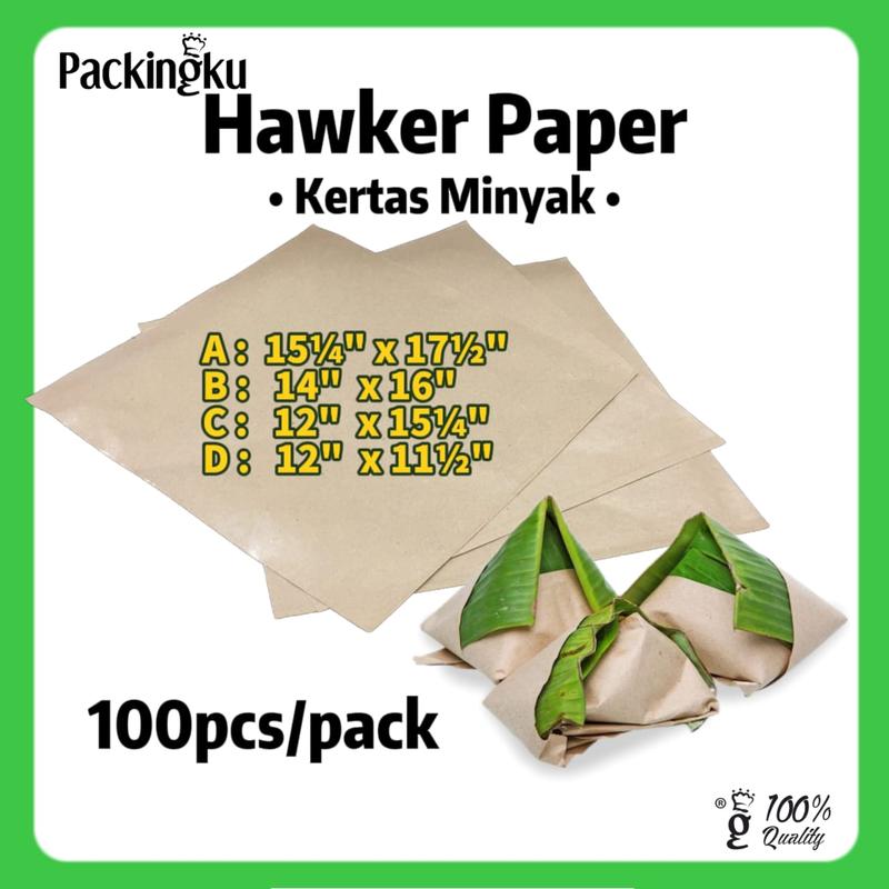 [PACKINGKU] 100pcs± Hawker Paper Kertas Minyak/Kertas Bungku - TikTok ...
