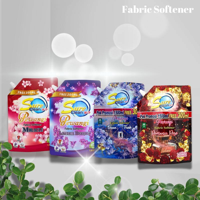 SURE CLEAN PEWANGI FABRIC SOFTENER 1.8LITER - Kain Lembut Segar ...