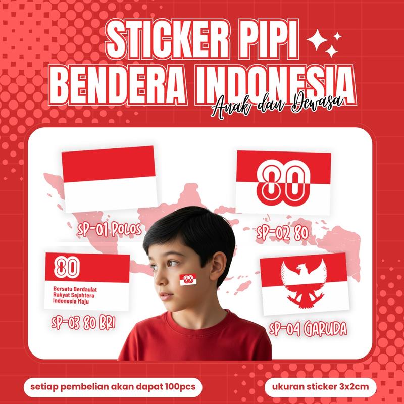 Promo Kemerdekaan Stiker Pipi Bendera 100 Pcs Sticker Merah Putih ...