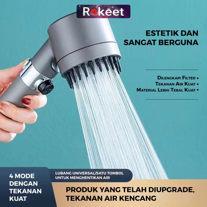 Promo Rokeet Kepala Shower Kamar Mandi Saringan Bawaan Turbo Hand Jet ...