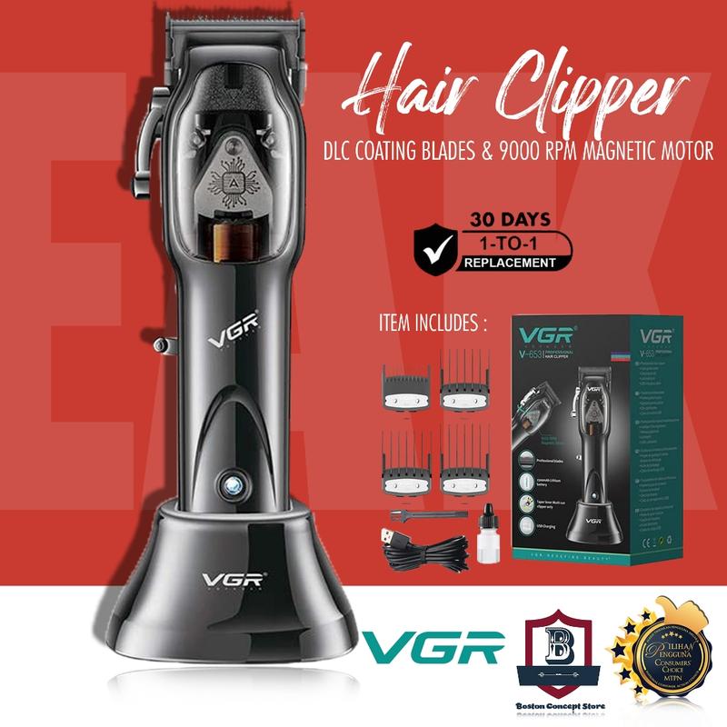 VGR V-653 Professional Hair Clipper RPM 9000 Magnetic Motor Cordless ...