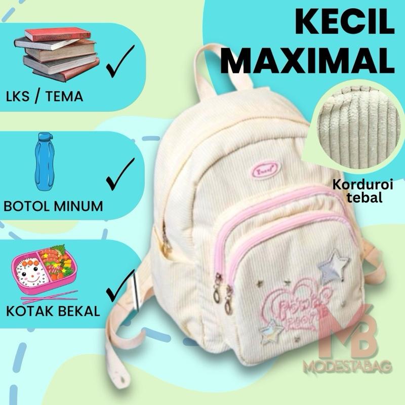 Tas Ransel Lucu Korduroi Putih, Fashion Sekolah Gaya Korea 2025, - Shop ...