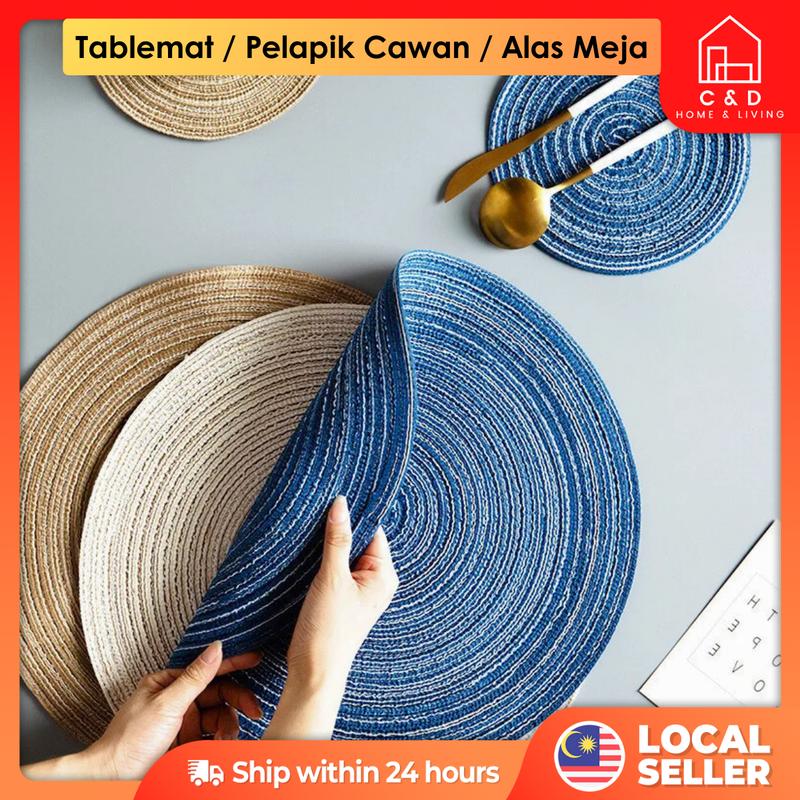 Cotton Yarn Round Japanese Table mat Dining Tableware Mat Non-Slip ...