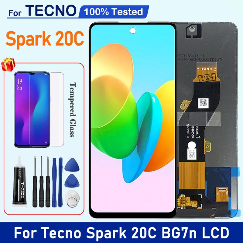 Tecno Spark 20C LCD BG7n Paparan Digitizer, Skrin Sentuh, Bahagian ...