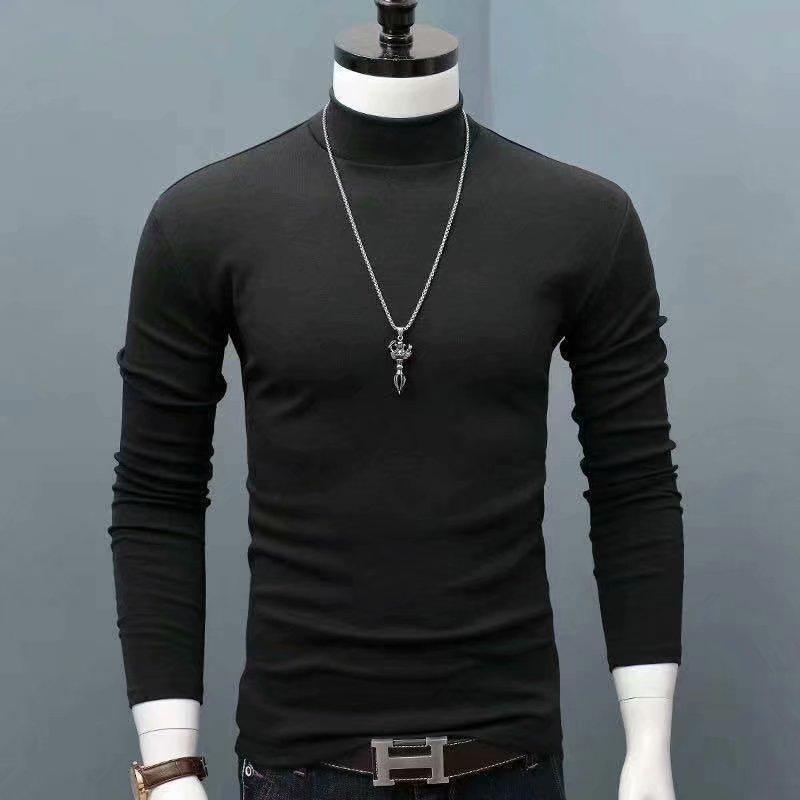 Kemeja Lengan Panjang Lelaki, Turtleneck Separuh, Rekaan Kacak ...